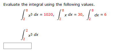 Solved Evaluate the integral using the following values. 8 8 | Chegg.com