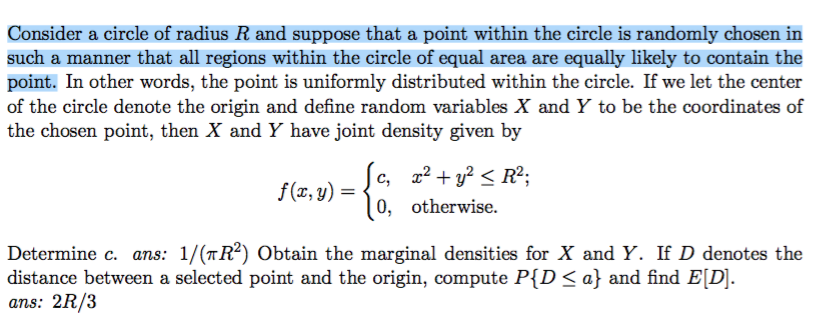 Solved Consider a circle of radius R and suppose that a | Chegg.com