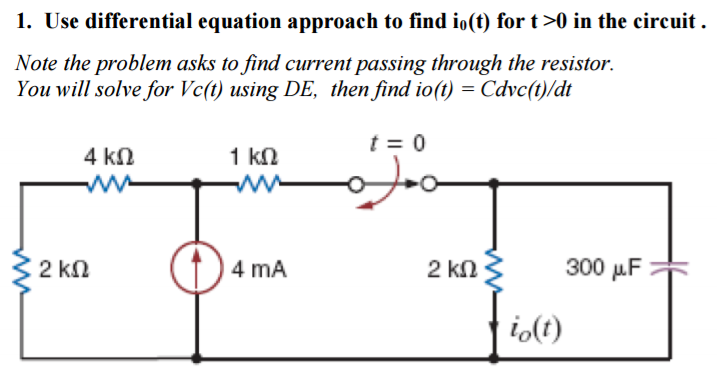 Solved Use differential equation approach to find i_0(t) for | Chegg.com