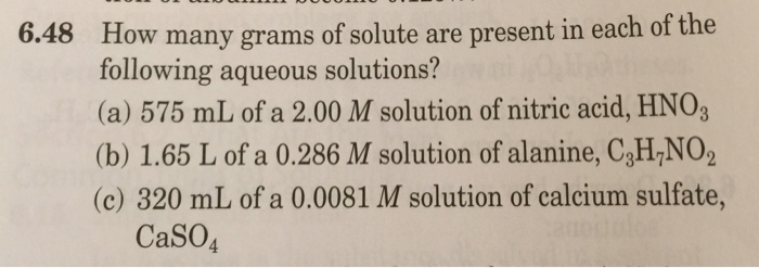 Solved 6.48 How many grams of solute are present in each of | Chegg.com