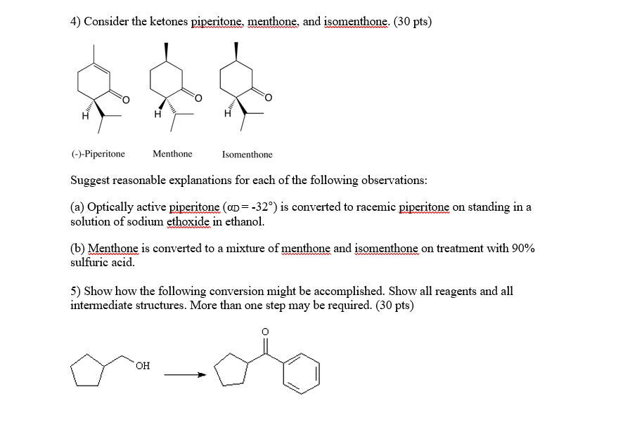 Solved 4) Consider the ketones piperitone, menthone, and | Chegg.com