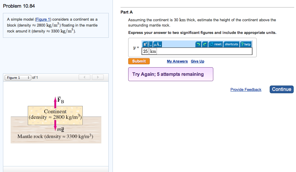 Solved Estimate the height of the continent above the | Chegg.com