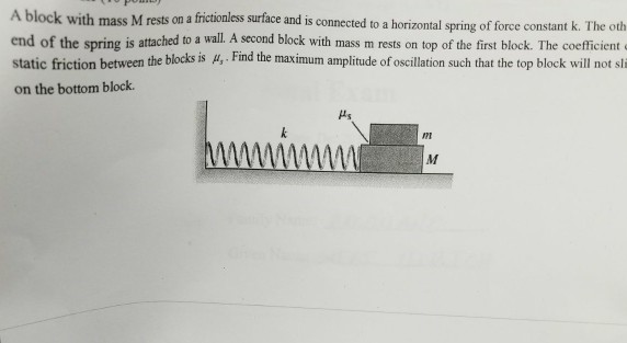 Solved on a frictionless surface and is connected to a | Chegg.com