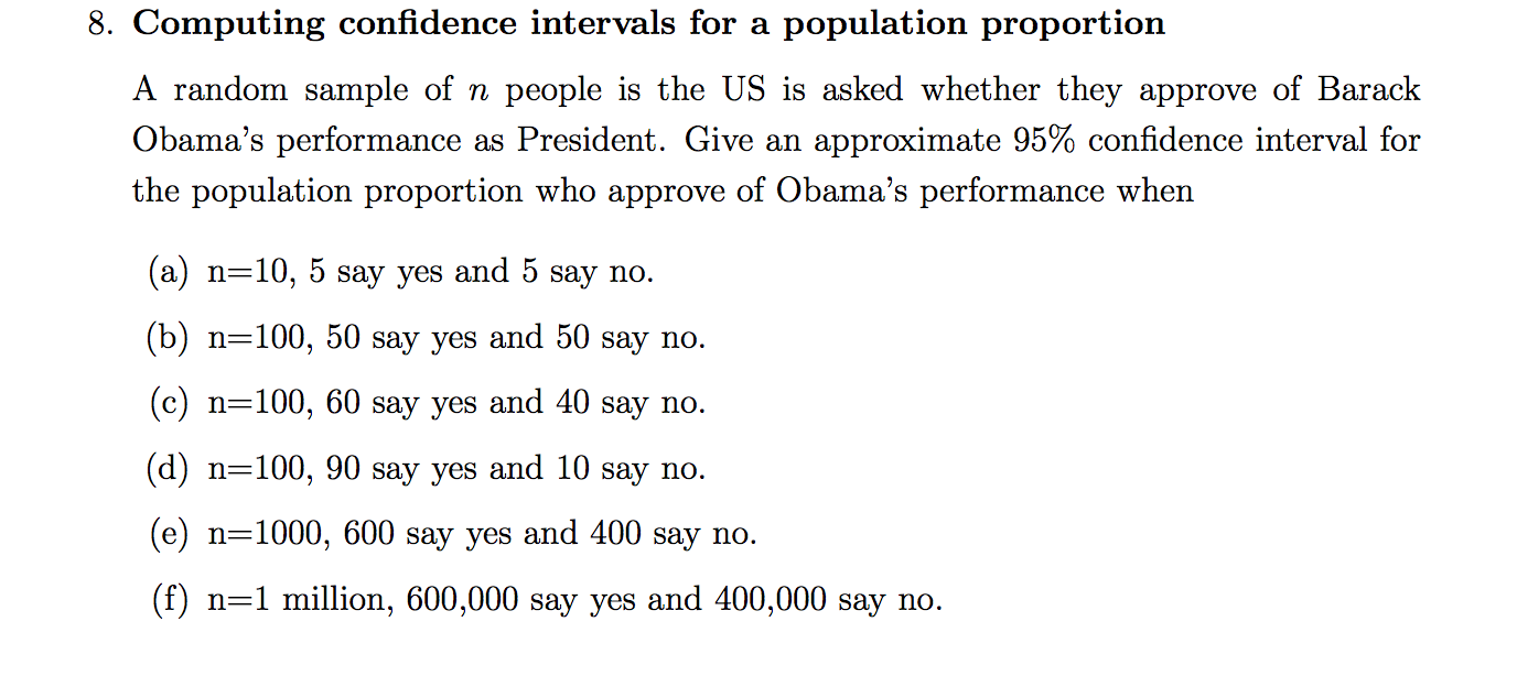 8. Computing confidence intervals for a population | Chegg.com