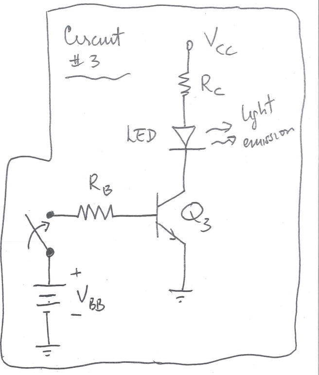 Solved Circuit #3 is used to switch an LED on and off by | Chegg.com