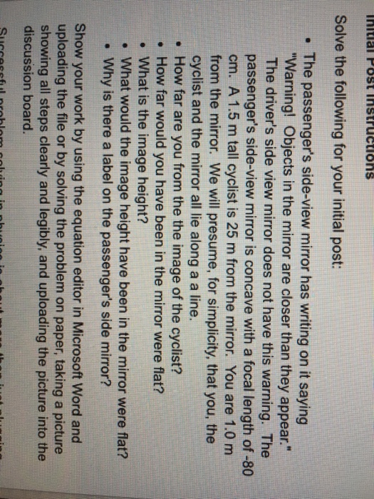 Solved Solve the following for your initial post: The | Chegg.com