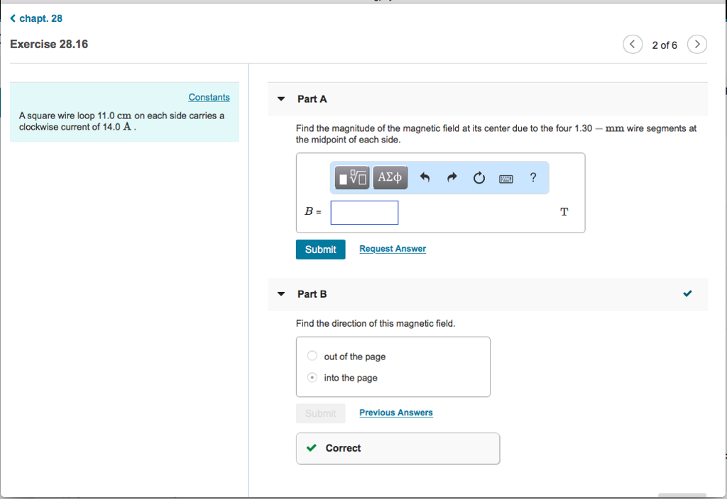Solved chapt. 28 Exercise 28.16 2 of 6 > Constants Part A A | Chegg.com