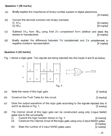 Solved Question 1 (20 marks) (a) Briefly explain the | Chegg.com