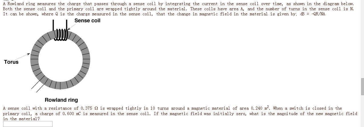 Solved A Rowland ring measures the charge that passes | Chegg.com
