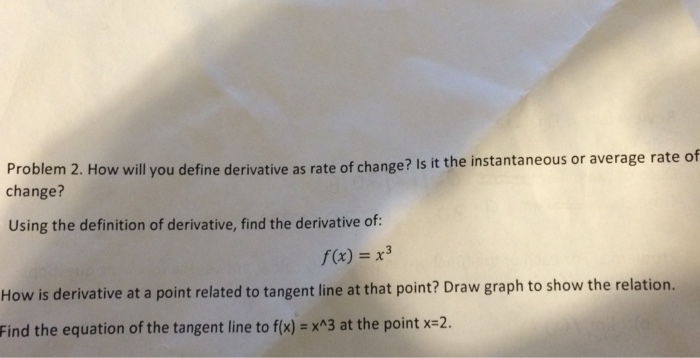 Solved How will you define derivative as rate of change? Is | Chegg.com