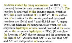 Solved The hydrolysis of urea, | Chegg.com