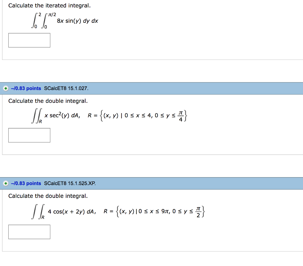 Solved Calculate the iterated integral 8x sin(y) dy dx Jo Jo | Chegg.com