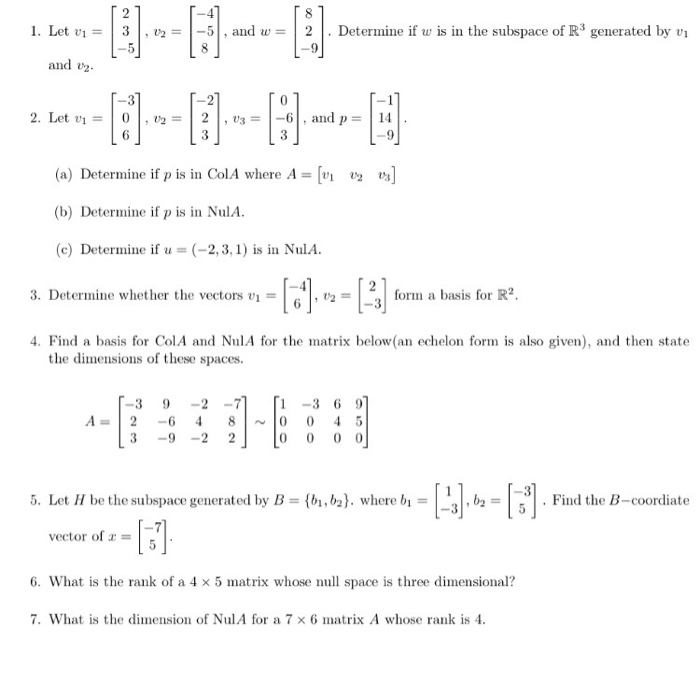 Solved Let v_1 = [2 3 -5], v_2 = [-4 -5 8], and w = [8 | Chegg.com