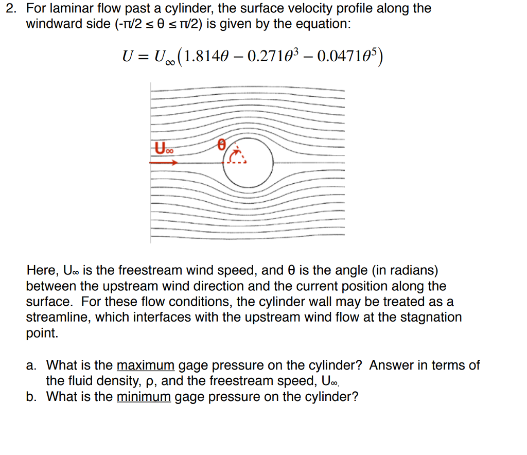 Solved For laminar flow past a cylinder, the surface | Chegg.com