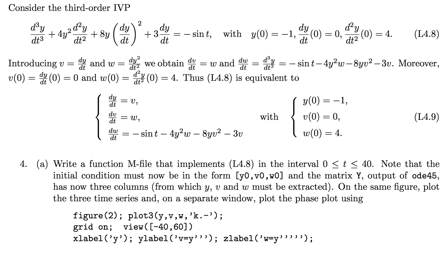 Solved 4 A Write A Function M File That Implements L4 8