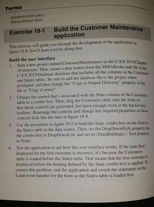 Terms parameterized query Master/Detail form Build | Chegg.com