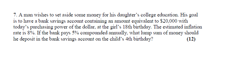 A man wishes to set aside some money for his | Chegg.com
