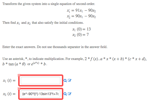 Solved Transform the given system into a single equation of | Chegg.com