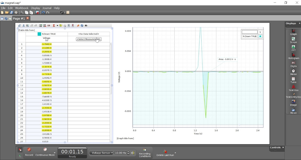 Solved Magnet through a coil Lab 1.On the graph, select the | Chegg.com