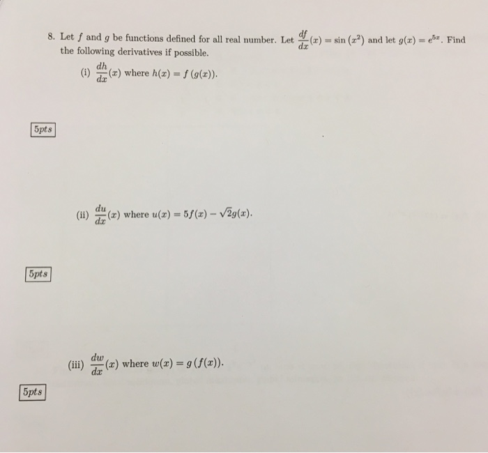 Solved Let f and g be functions defined for all real number. | Chegg.com