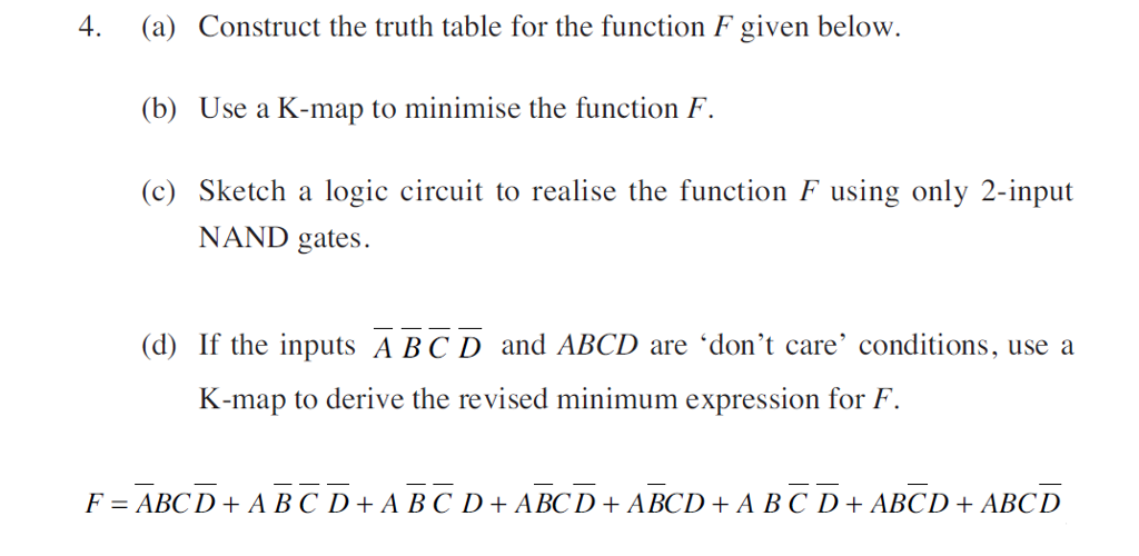 Solved Construct the truth table for the function F given | Chegg.com