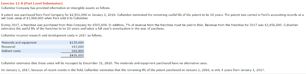 Solved Exercise 12-8 (Part Level Submission) umber Company | Chegg.com