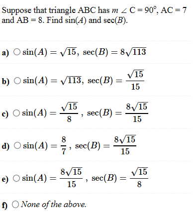 Solved Suppose that triangle ABC has m angle C = 90 ^degree, | Chegg.com