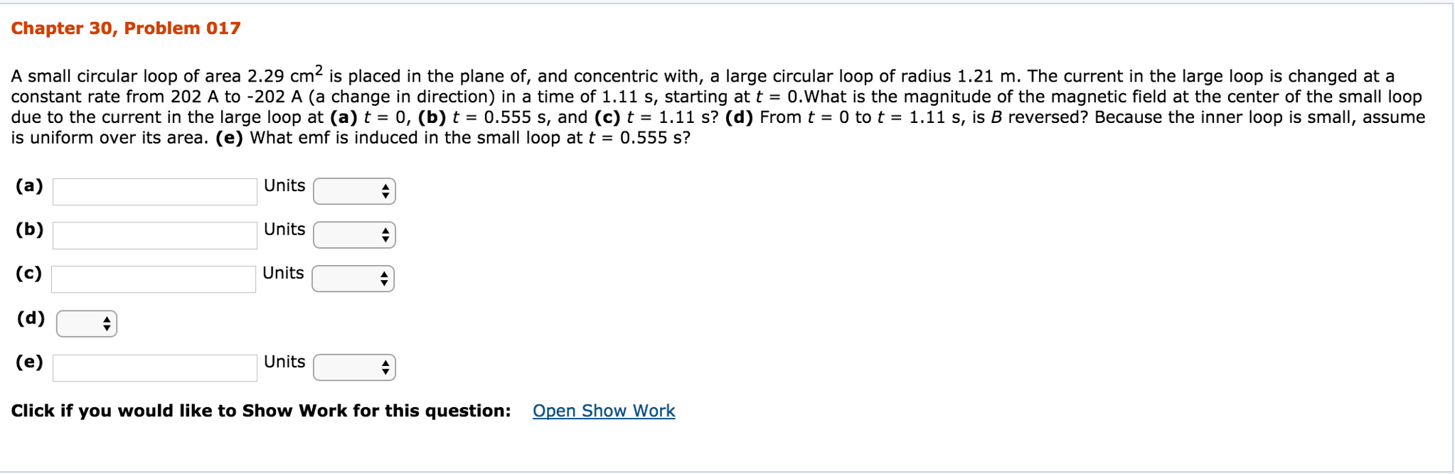 Solved A small circular loop of area 2.29 cm^2 is placed in | Chegg.com