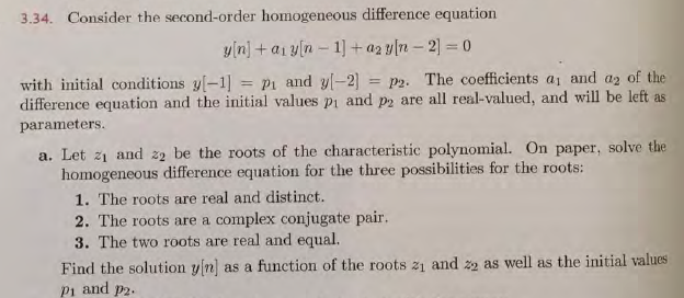 Solved 3.34. Consider the second-order homogeneous | Chegg.com