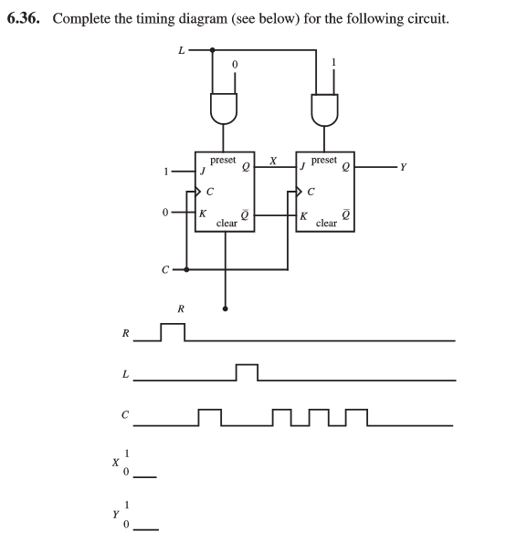 Solved 6.36. Complete the timing diagram (see below) for the | Chegg.com