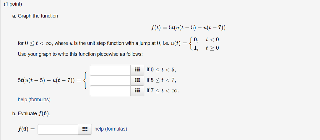 Solved 1 point) a. Graph the function f(t) _ | Chegg.com