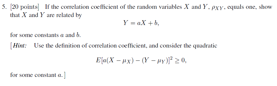 Solved If the correlation coefficient of the random | Chegg.com