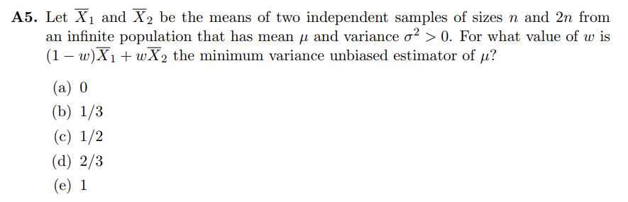 Solved A5. Let Xi and X2 be the means of two independent | Chegg.com