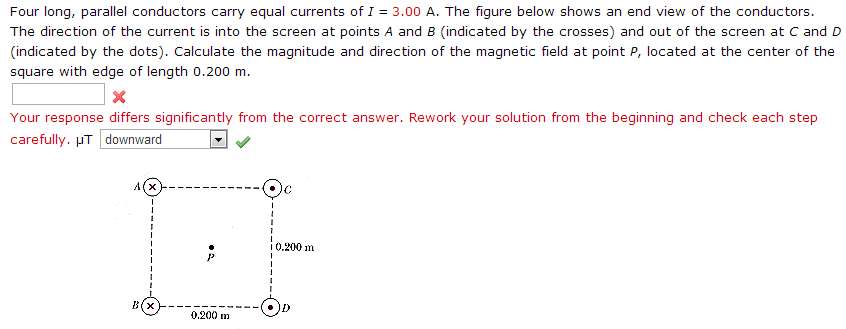 Four long, parallel conductors carry equal currents | Chegg.com