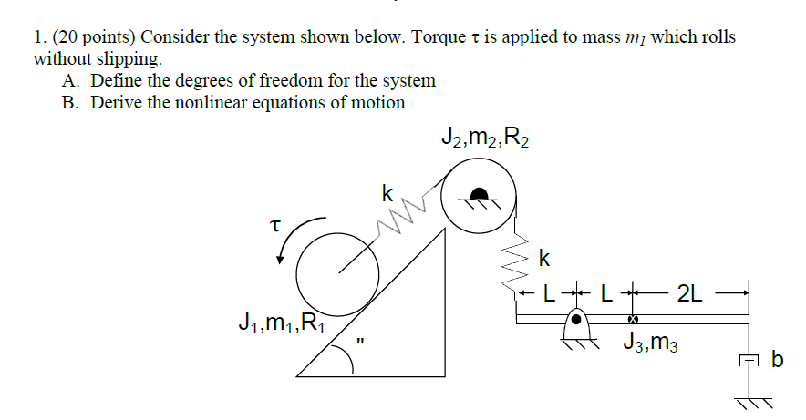 Solved Consider the system shown below. Torque tau is | Chegg.com