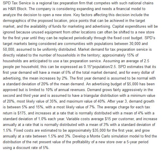 SPD Tax Service is a regional tax preparation firm | Chegg.com