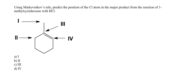 Solved Using Markovnikov's rule, predict the position of the | Chegg.com