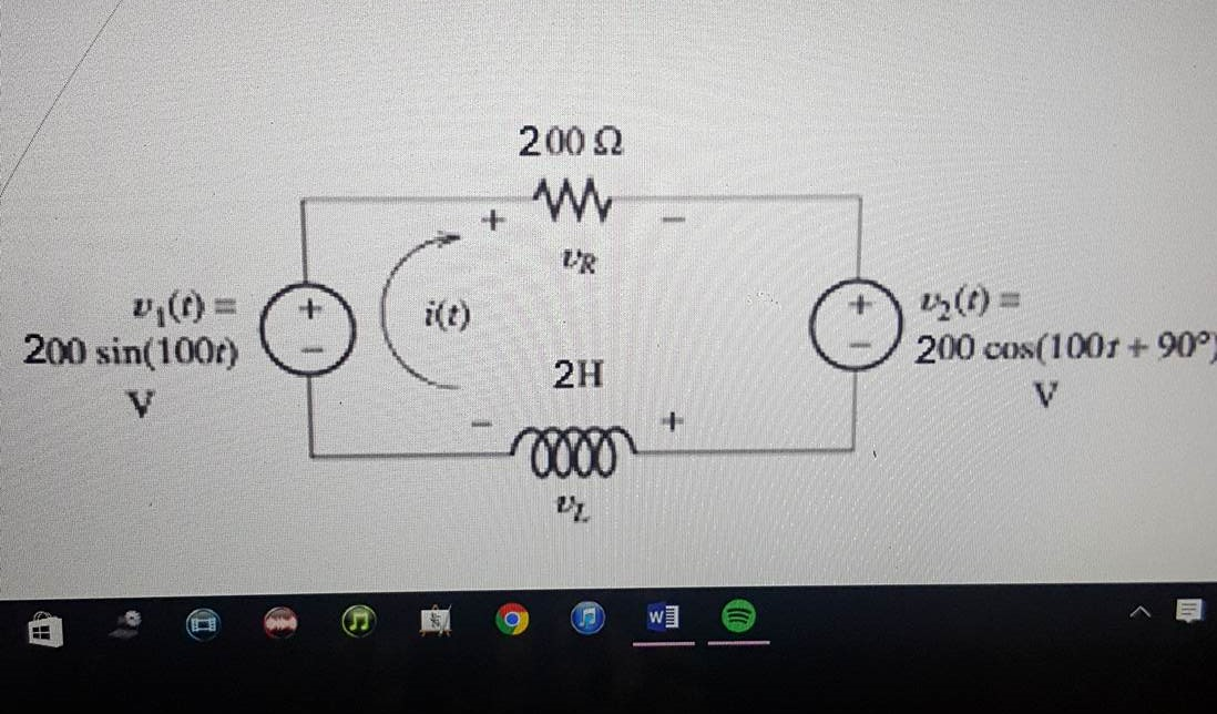 Solved a) Find the phasors: V1, V2, VR, VL, and I. b) Draw | Chegg.com