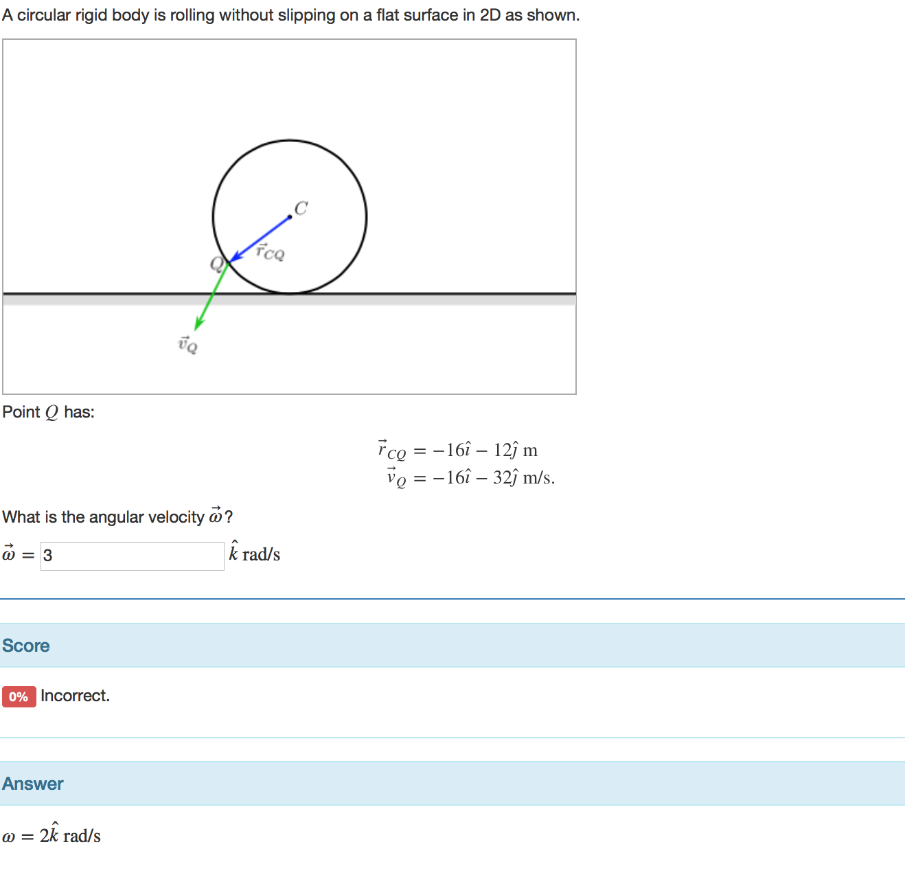 Solved A circular rigid body is rolling without slipping on | Chegg.com