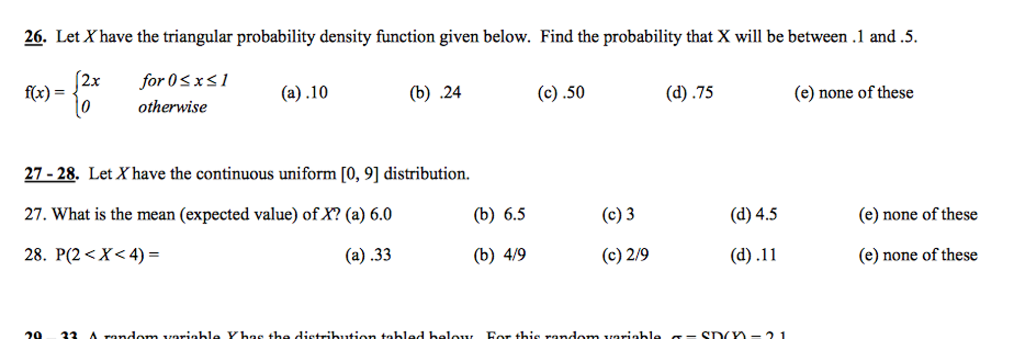 Solved Let X have the triangular probability density | Chegg.com