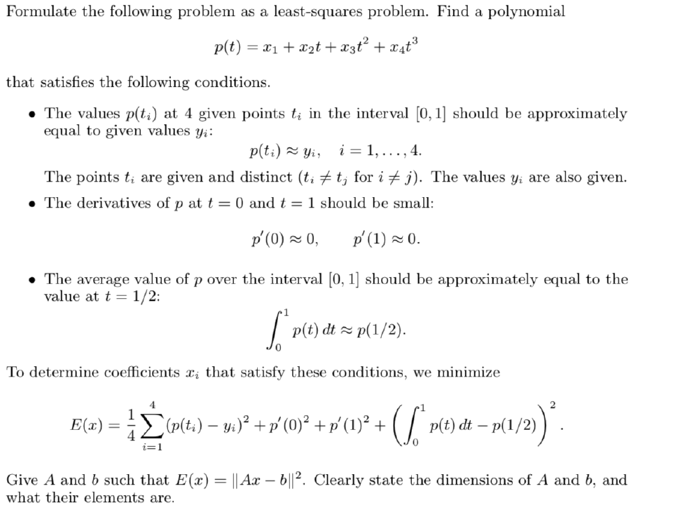 Formulate the following problem as a least-squares | Chegg.com