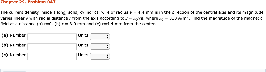 Solved Chapter 29, Problem 047 The current density inside a | Chegg.com