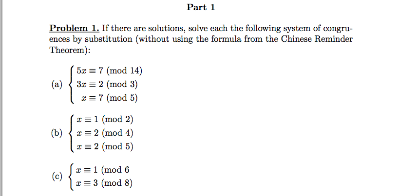 Math congruence Part 1 Problem 1. If there are | Chegg.com