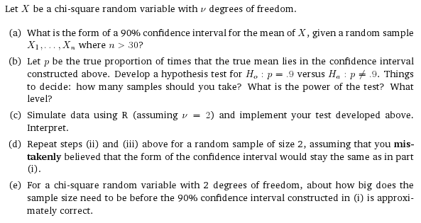 Let X be a chi-square random variable with v degrees | Chegg.com