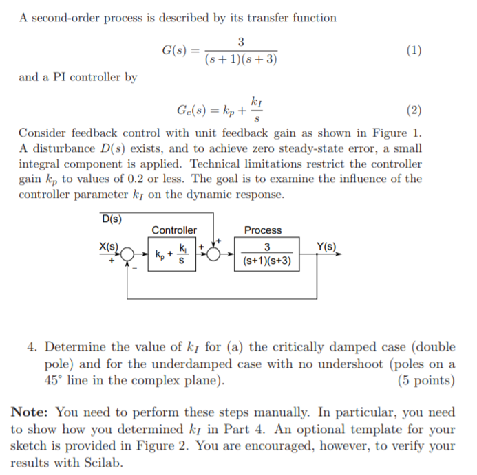 Solved A second-order process is described by its transfer | Chegg.com