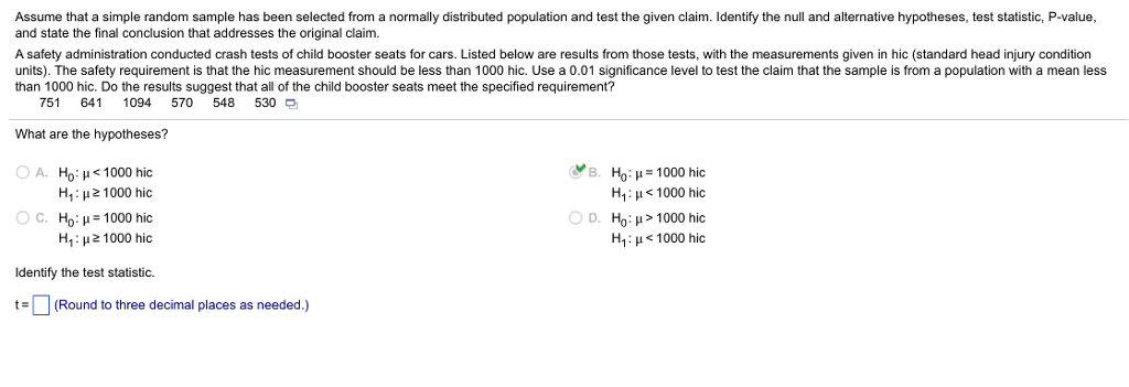 Solved Assume That A Simple Random Sample Has Been Selected