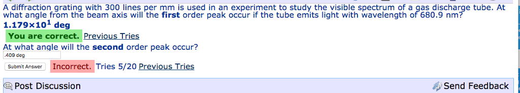 Solved A diffraction grating with 300 lines per mm is in an | Chegg.com