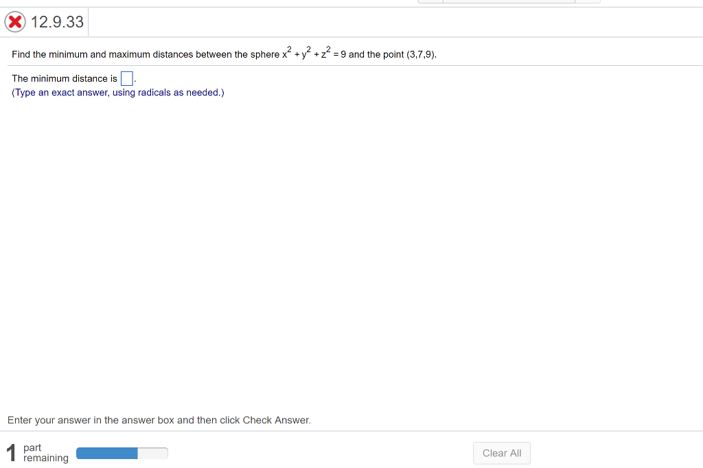 Solved Find the minimum and maximum distances between the | Chegg.com
