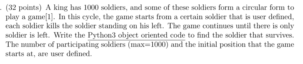 Solved please write a python3 object oriented code to solve | Chegg.com