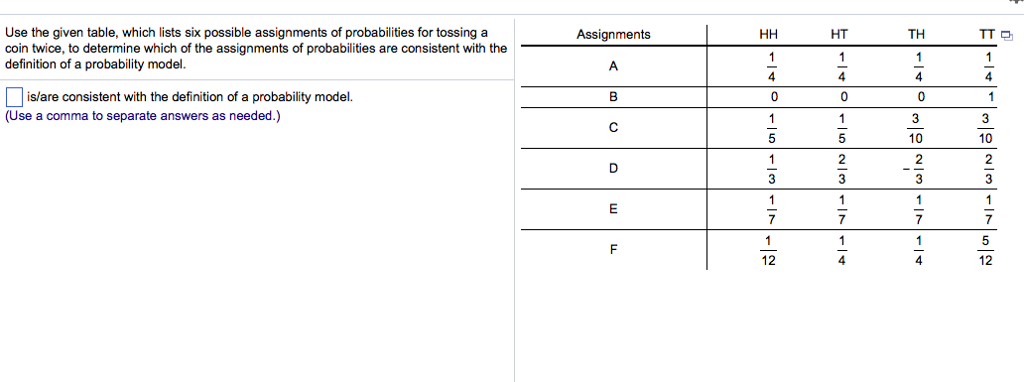 Solved НН Use the given table, which lists six possible | Chegg.com